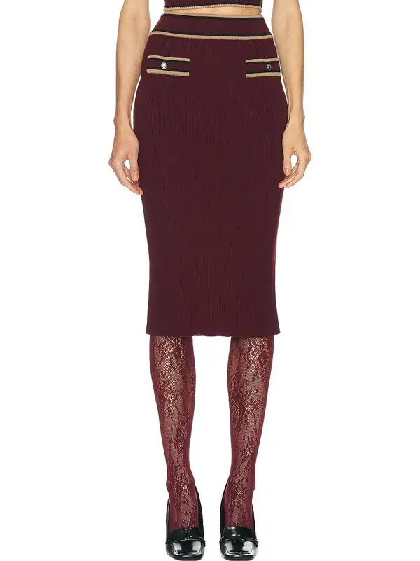 Alessandra Rich Midi Skirt - Bordeaux