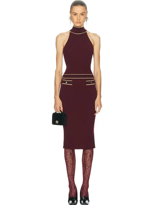 Alessandra Rich High Neck Top - Bordeaux