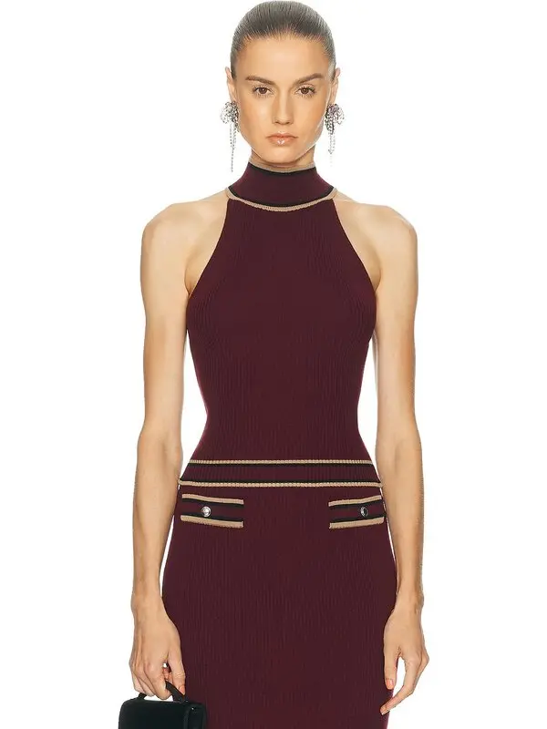 Alessandra Rich High Neck Top - Bordeaux