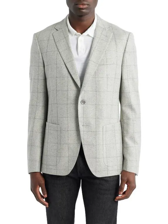 Hugo Boss Hutson Slim-fit Windowpane Wool-blend Sport Coat - Open Grey