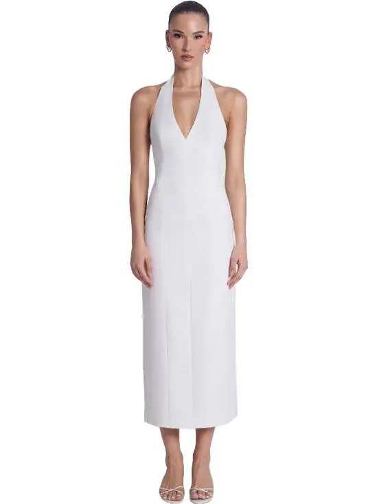 LEAU Heiress Halter Midi Dress - White