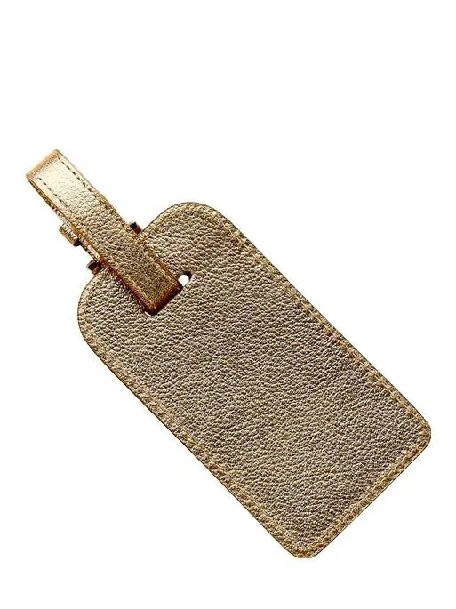 GRAPHIC IMAGE Leather Luggage Tag - White Gold