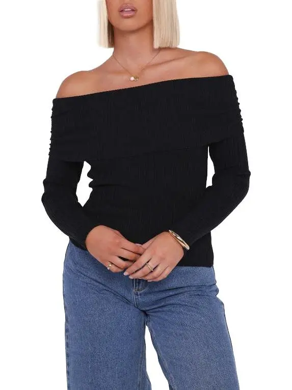 PETAL & PUP Tie Back Ribbed Knit Top - Black