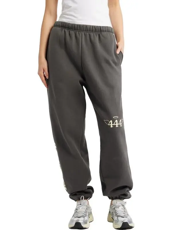 THE MAYFAIR GROUP Graphic Cotton-blend Sweatpants - Charcoal