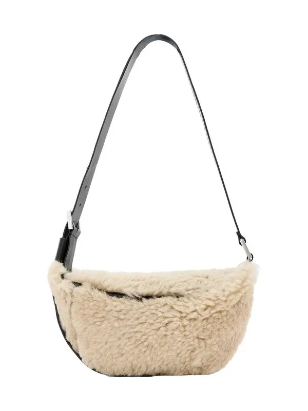 ALLSAINTS Luna Shearling Crossbody Bag - Natural/black