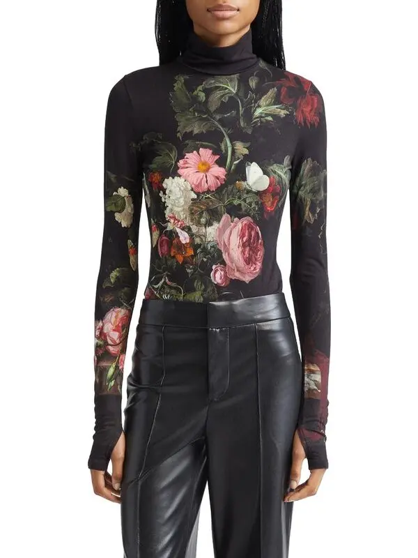 Alice + Olivia Delaina Print Turtleneck Top - Be Still