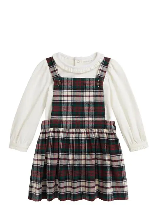 Ralph Lauren Long Sleeve Bodysuit & Plaid Jumper - White Multi