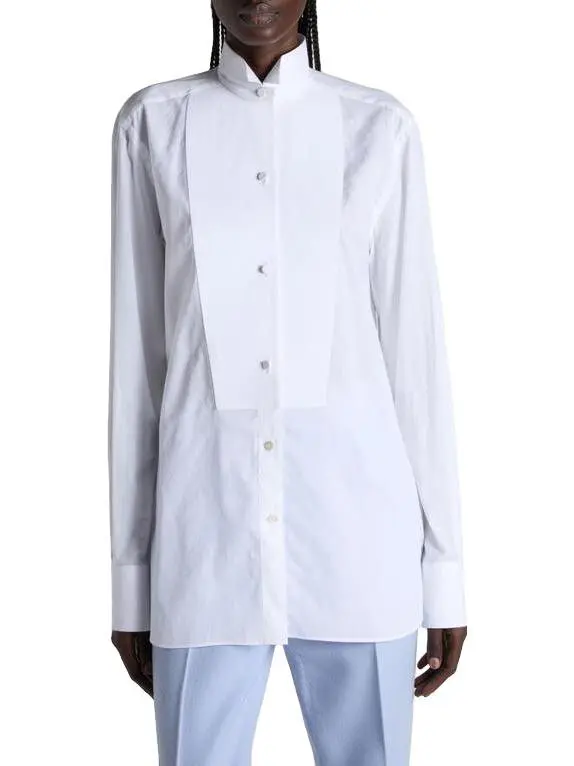 TOM FORD Bib Front Cotton Voile Button-up Shirt - Aw002 White