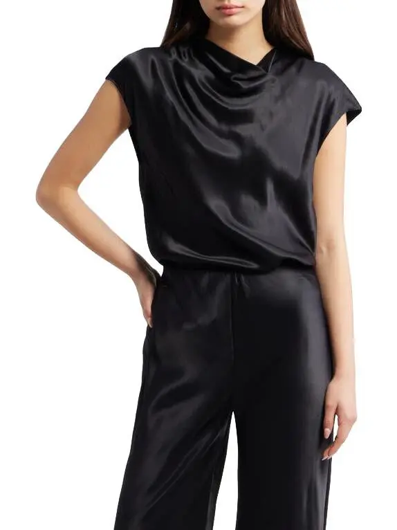 Rails Loretta Bias Cut Satin Top - Black