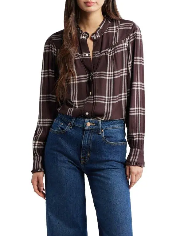 Rails Alanna Ruffle Plaid Shirt - Chocolate Napoleon