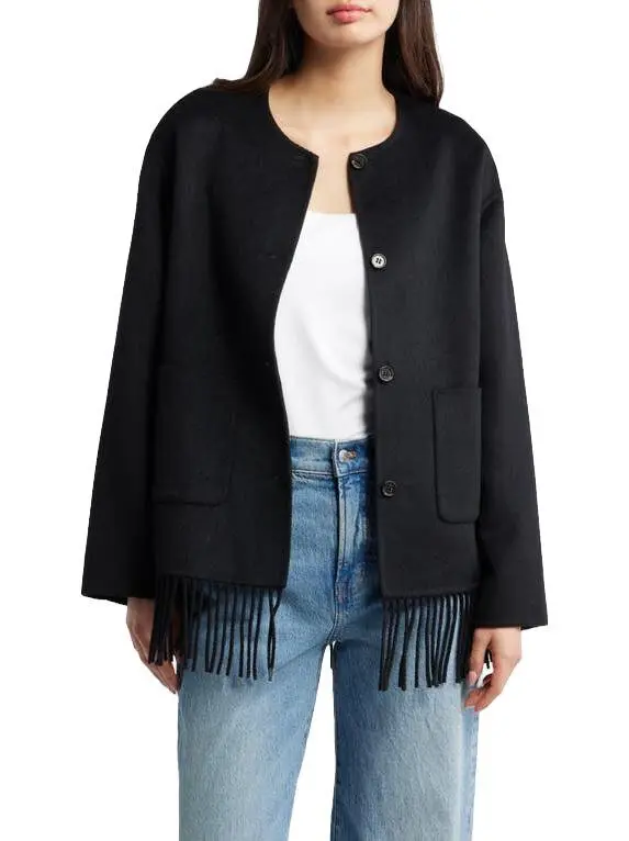 Rails Tomoko Fringe Trim Wool-blend Jacket - Black