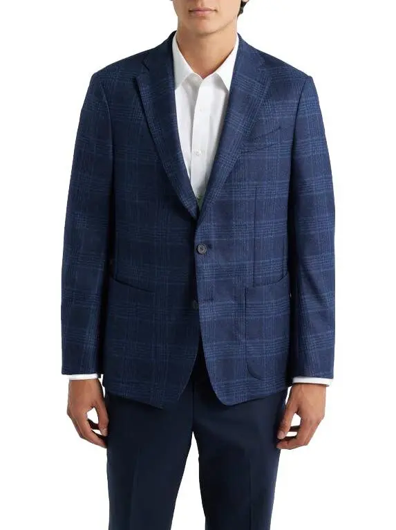 EMANUEL BERG D-constructed Navy Check Sport Coat - Dark Blue