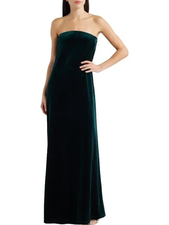LUCY PARIS Breanna Strapless Velvet Gown - Emerald