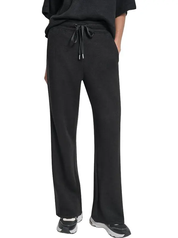 Dkny Mixed Media Knit Pants - Black/black