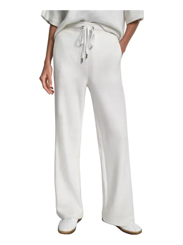 Dkny Mixed Media Knit Pants - White
