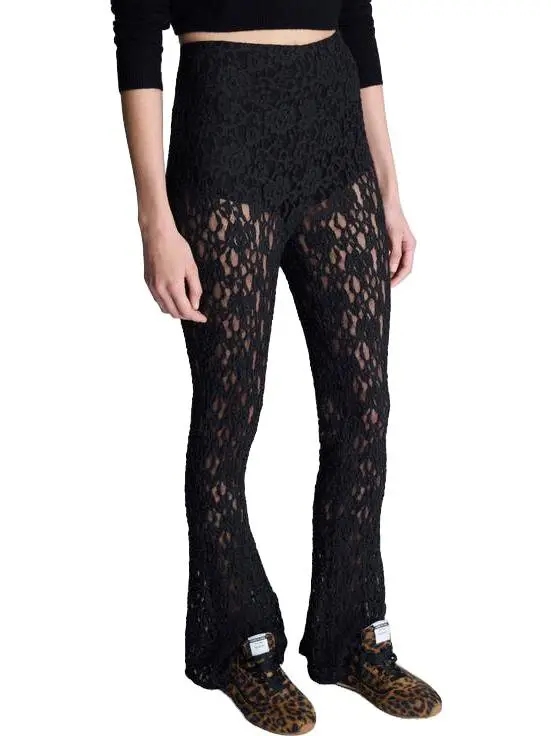 KENNETH COLE Pull-on Lace Flare Pants - Black