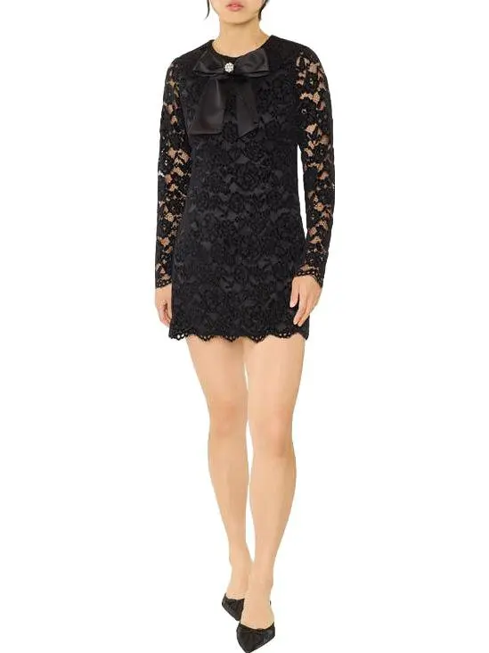 Likely Tyler Long Sleeve Lace Minidress - Black