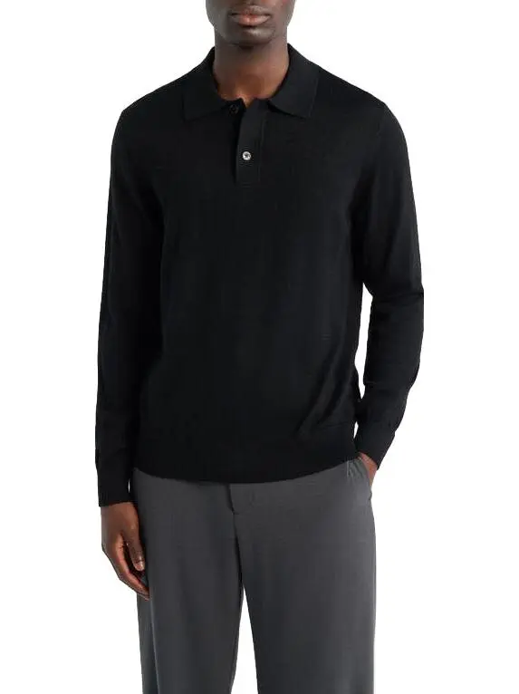 Nn07 Serge 6584 Long Sleeve Wool Blend Polo Sweater - Black