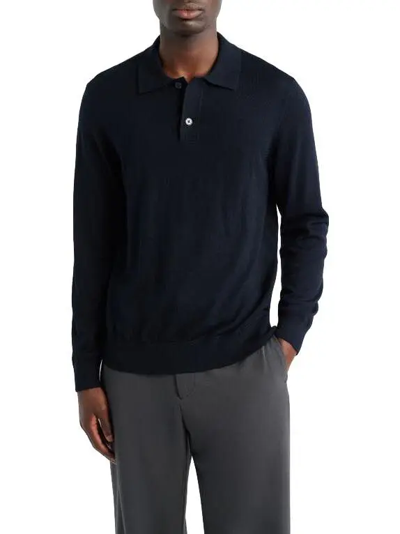 Nn07 Serge 6584 Long Sleeve Wool Blend Polo Sweater - Deep Navy