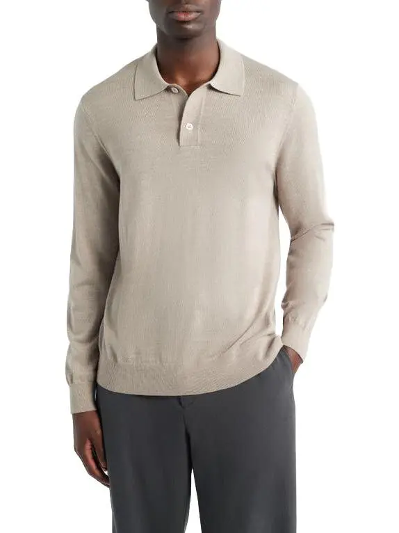 Nn07 Serge 6584 Long Sleeve Wool Blend Polo Sweater - Desert Khaki