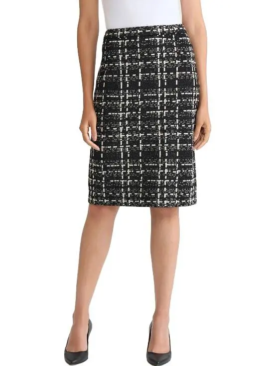 Ming Wang Check Jacquard Knee-length Skirt - Black/ivory