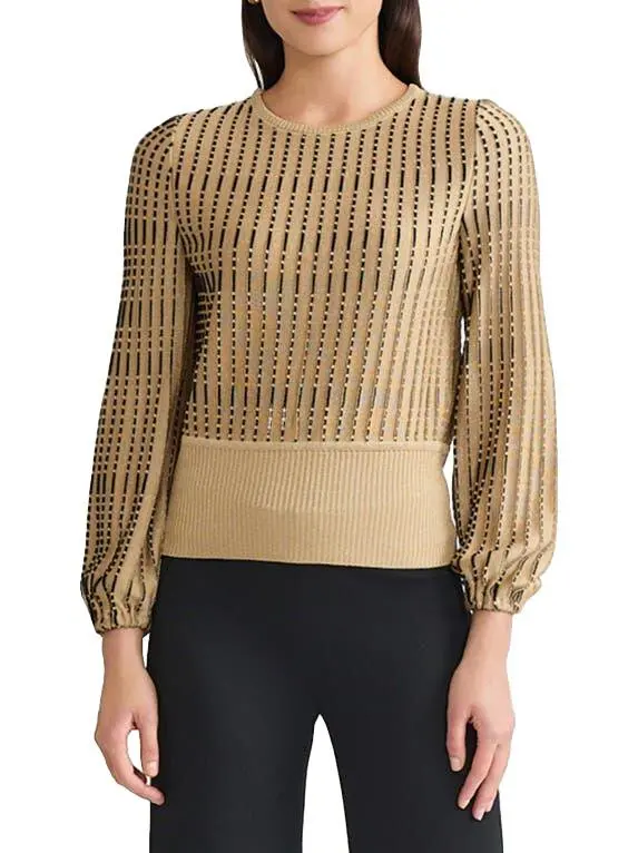 Ming Wang Metallic Knit Top - Gold/black
