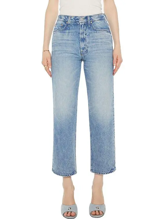 MOTHER The Newbie High Waist Crop Straight Leg Jeans - Wipeout