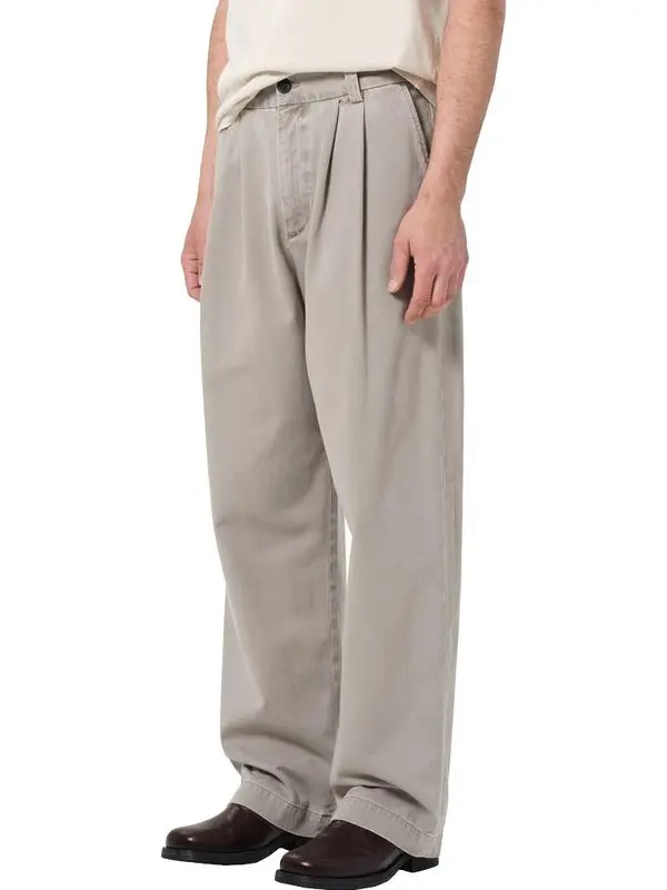 AGOLDE Slater Pleated Wide Leg Pants - Wicker Medium Grey