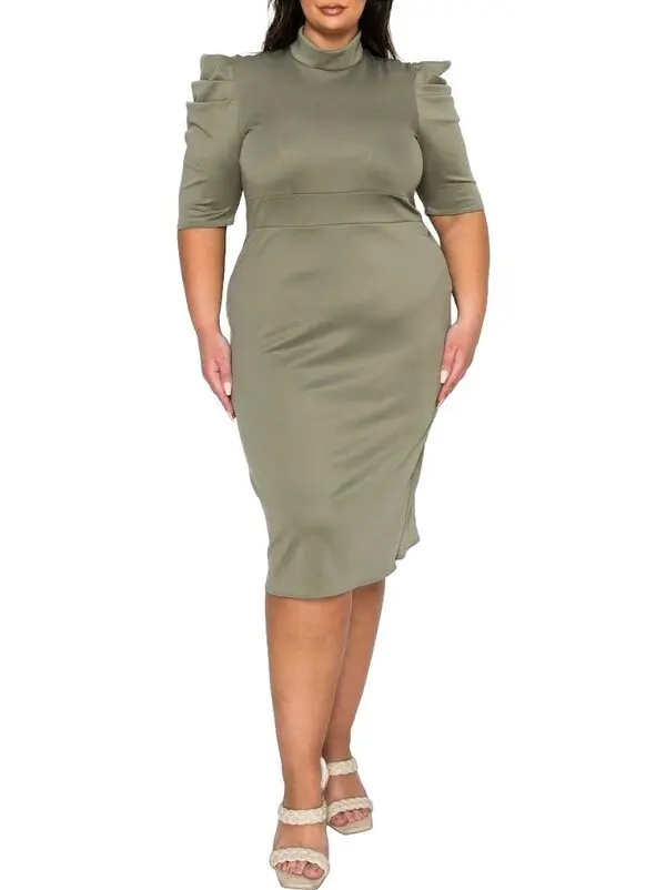 L I V D Astra Sheath Dress - Dark Sage