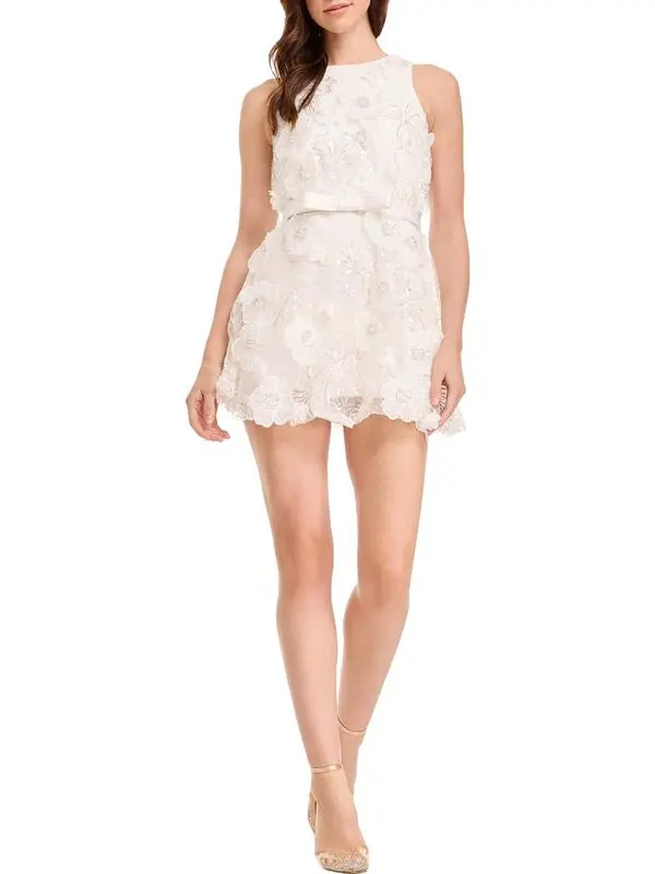 Dress The Population Adeline Sequin Beaded Mini Dress - White