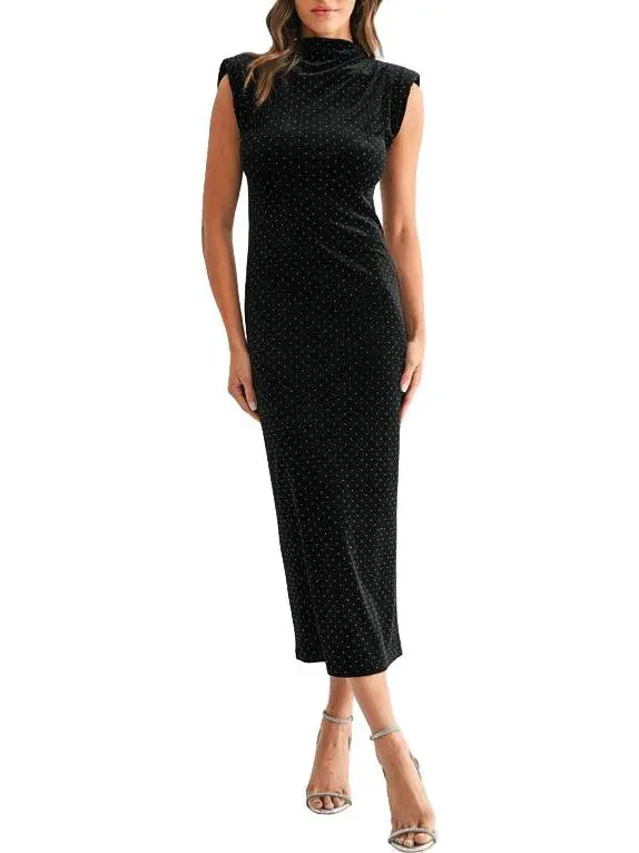 QUINCY MAE Rhinestone Velvet Cocktail Dress - Black