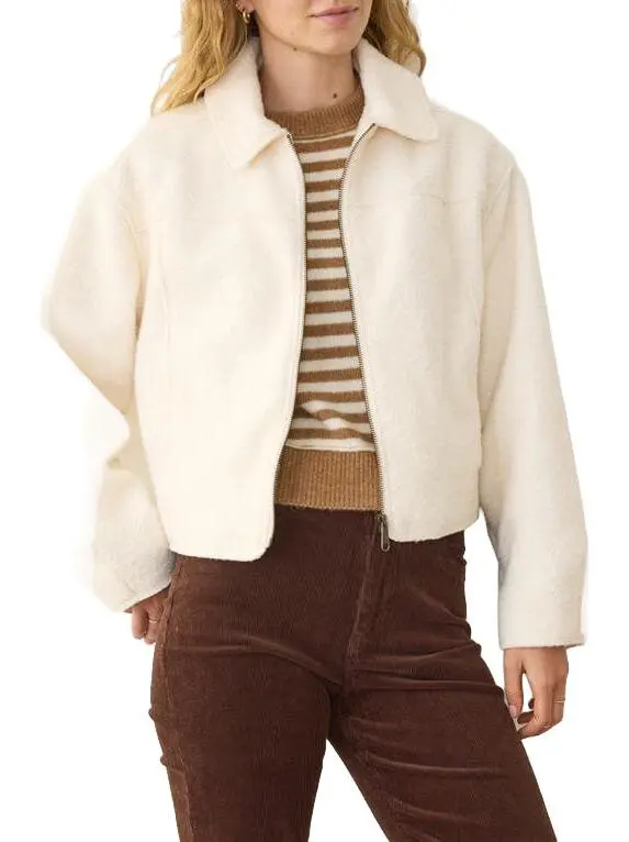 Marine Layer Sloane Bouclé Zip Jacket - Cream