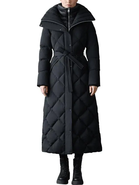 Mackage Laurella 2-in-1 Belted Quilted Down Long Coat - Black