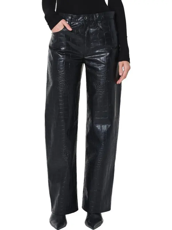 AGOLDE Arc Croc-embossed Faux Leather Pants - Croc Croc Textured Blk