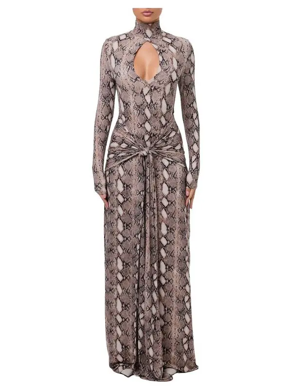Naked Wardrobe Snake Print Maxi Dress - Nude Snakeskin