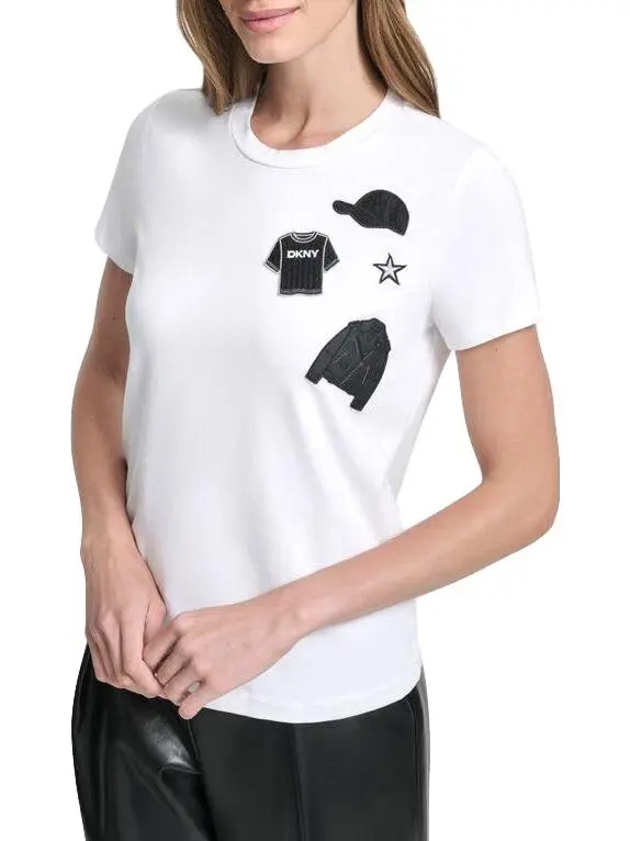 Dkny Pins & Patches Appliqué T-shirt - White