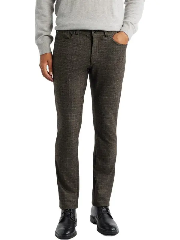 BRAX Chuck Hi Flex Plaid Five-pocket Pants - Nougat