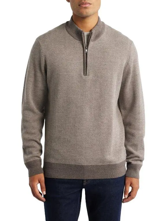 Robert Barakett Grant Merino Wool Quarter-zip Pullover - Oatmeal