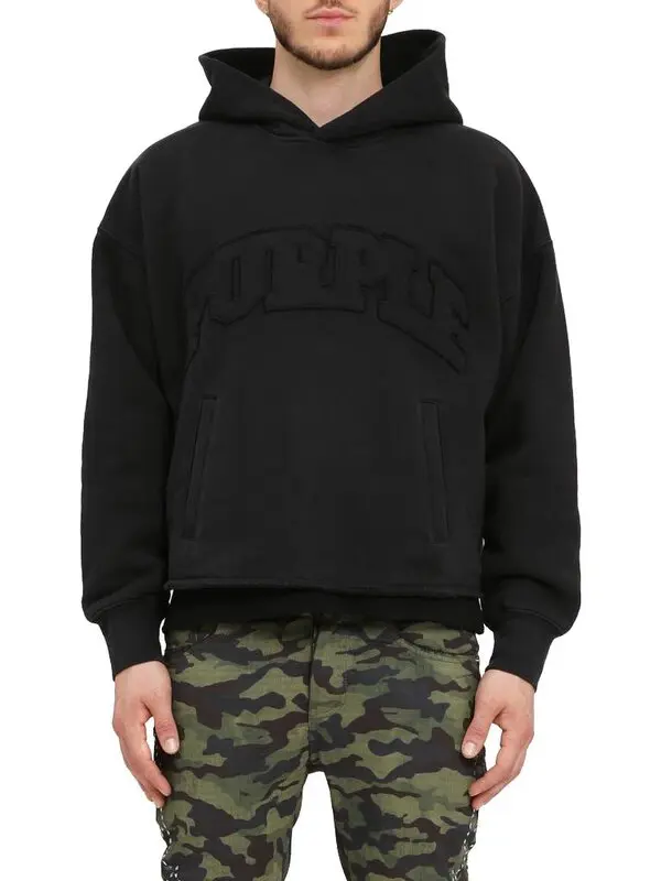 PURPLE BRAND Oversized Heavyweight Fleece Graphic Hoodie - Black