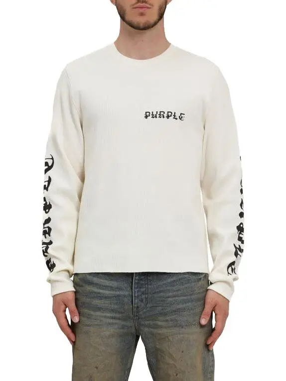 PURPLE BRAND Long Sleeve Thermal Graphic T-shirt - White