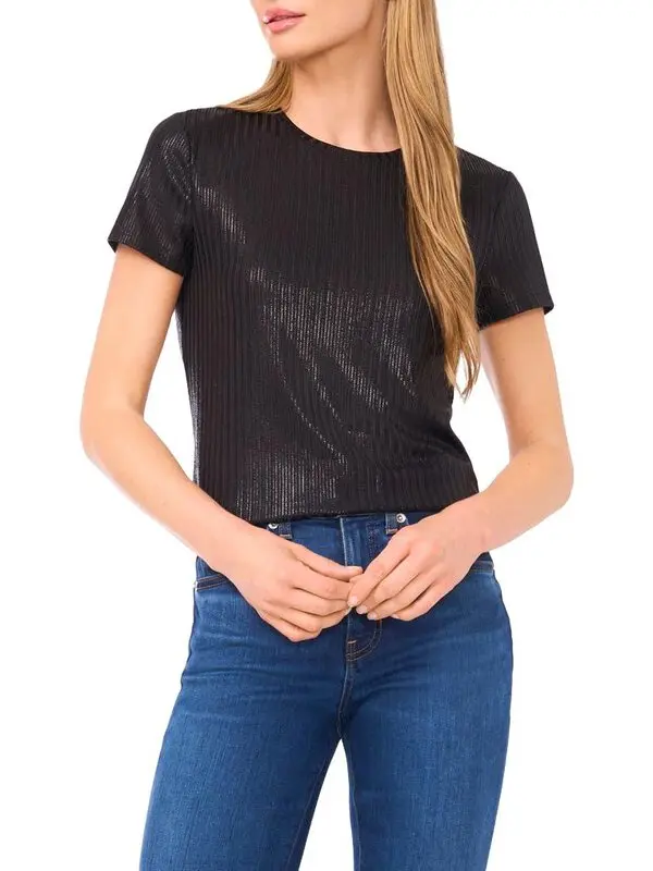 Ted Baker London Piper Metallic Knit Top - Rich Black