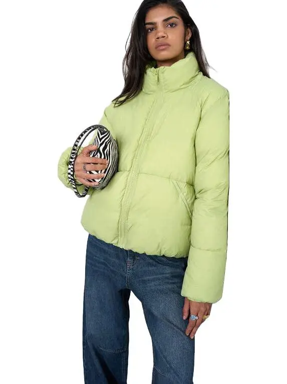 Topshop Puffer Bomber Jacket - Medium Green