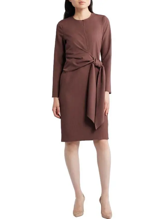 Misook Tie-waist Shift Dress - Truffle