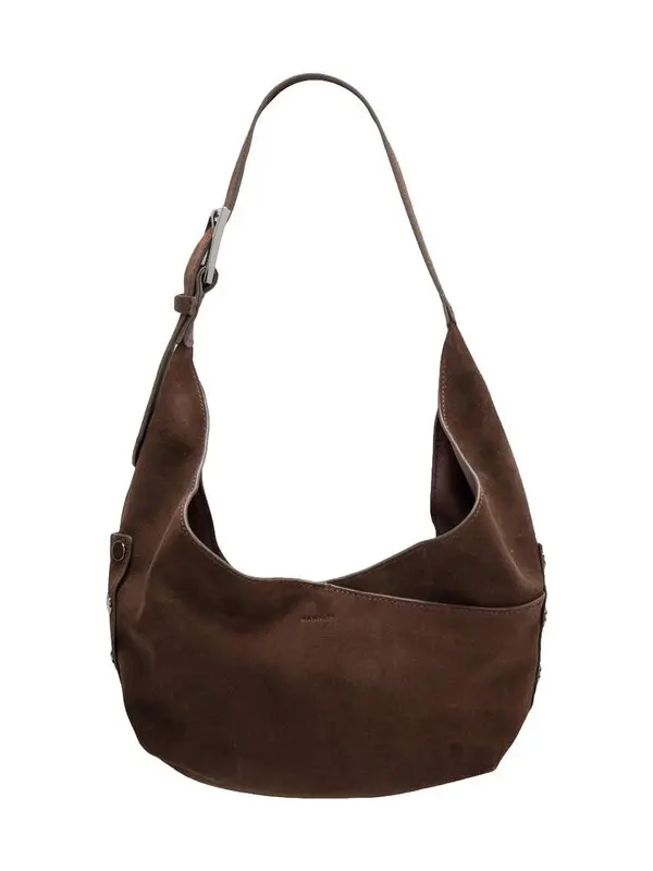 HAMMITT Tom Zip Medium Hobo Bag - Belted Suede/gunmetal