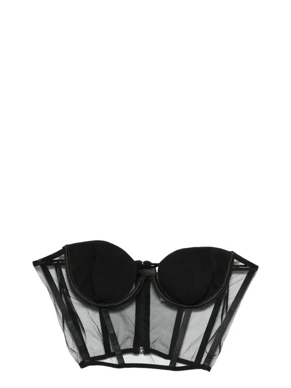NENSI DOJAKA Mesh-panel Corset Top - Black