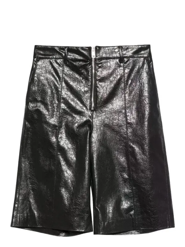 MSGM Zip-detail Leather Shorts - Black