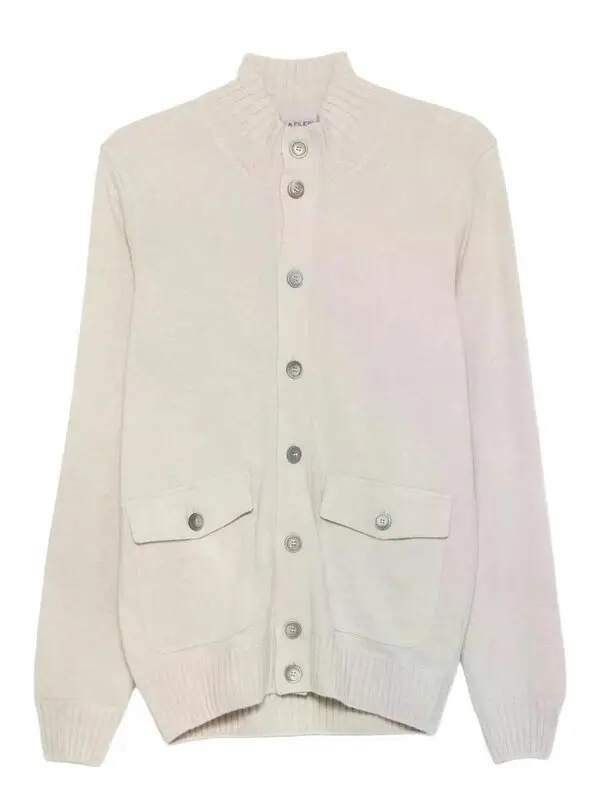 FILERIA Flap-pocket Buttoned Cardigan - Neutrals