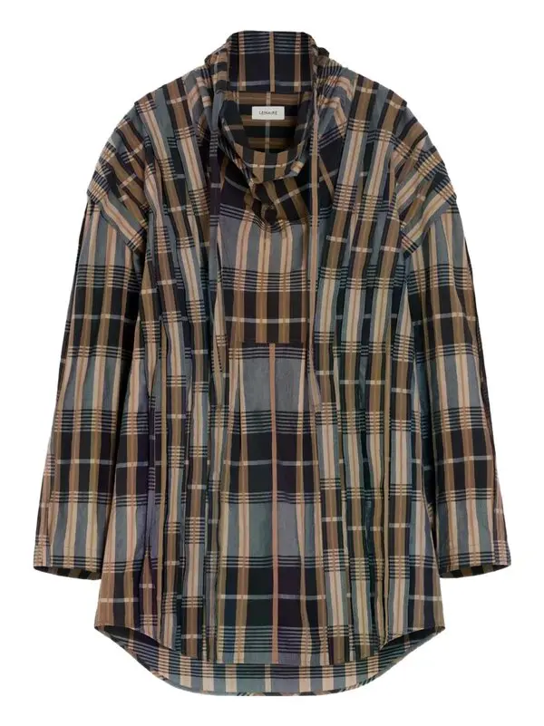 LEMAIRE Topstitched Striped Blouse - Brown