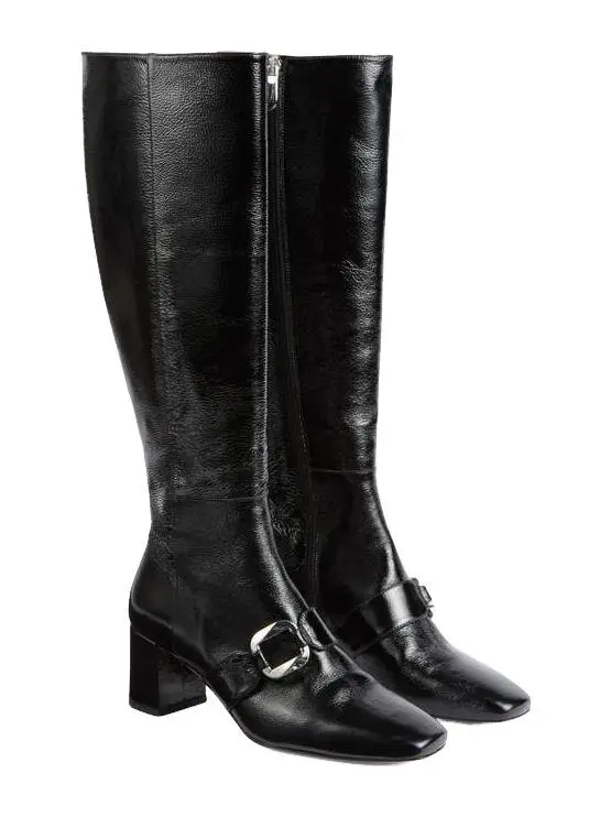 LK BENNETT Gigi Oloid Block Heel Knee High Boots - Black