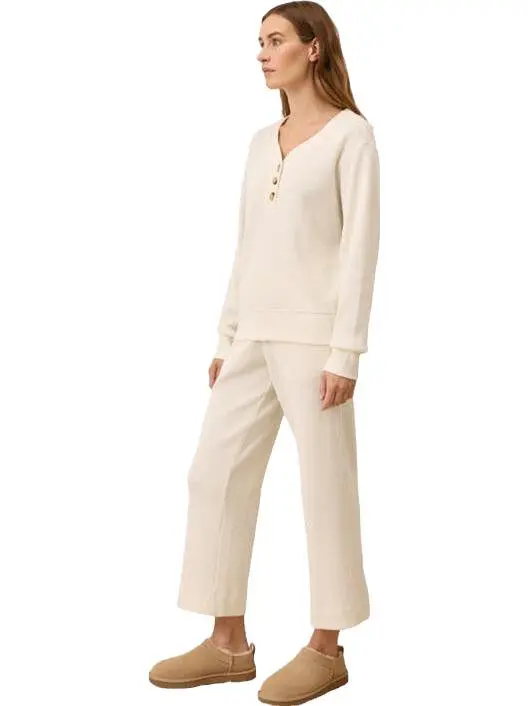 PACT Thermal Waffle Wide Leg Pant - Pearl